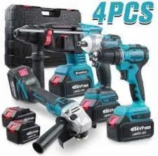 KIT 4 ATTREZZI PROFESSIONALI CON BATTERIE AVVITATO