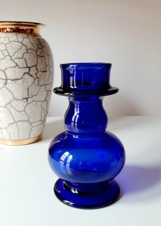 Vaso / Portacandela in vetro blu