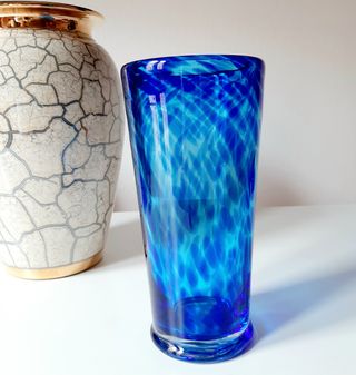 Vaso vetro blu trasparente