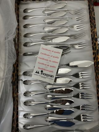 servizio 12 posate per pesce con vassoio
