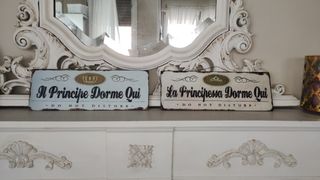 Targhetta metallo principe e principessa