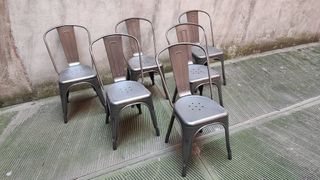Lotto di 6 sedie in ferro