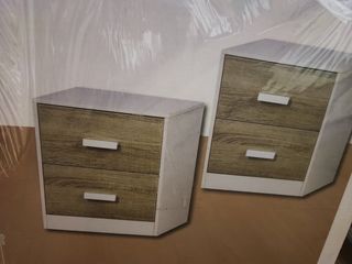Comodini bianchi e rovere (set da 2)