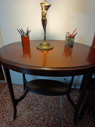 Tavolino ovale legno 2 ripiani