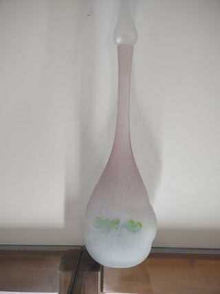 Bottiglia Rosa in Vetro Scavo di Murano