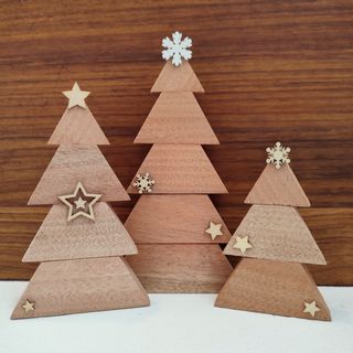 Tris Alberi di Natale in legno Ocume