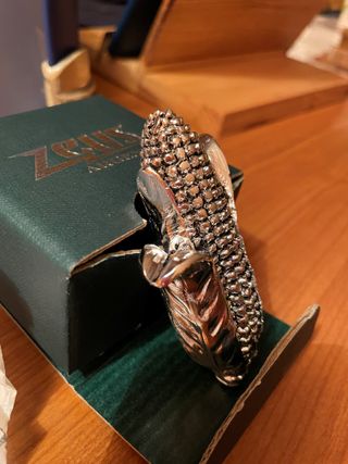 Pannocchia portafortuna in resina argentata