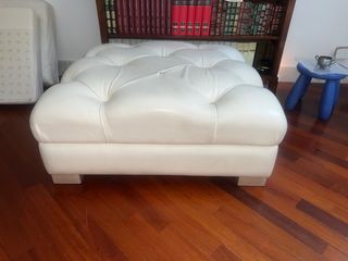 Pouf vera pelle bianco panna