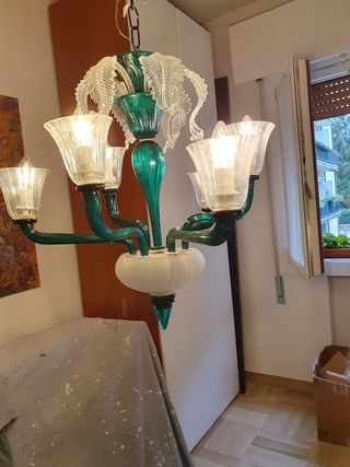 lampadario 6 luci Murano