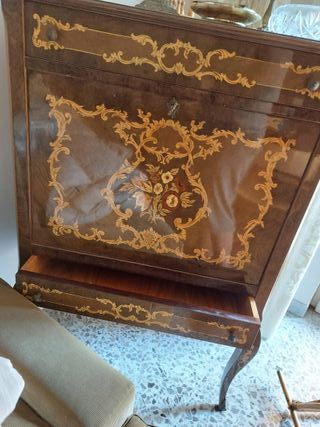 Mobile Bar Intarsiato Legno Ciliegio