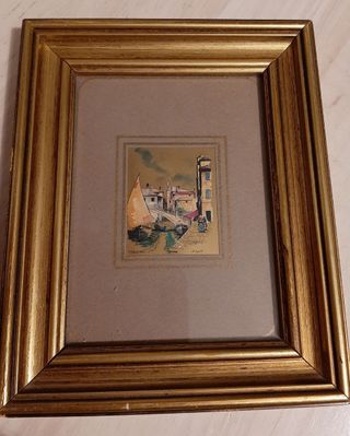 Cornice legno color  oro con miniatura