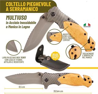 Coltello Pieghevole a Serramanico,AcciaioInoxNUOVO