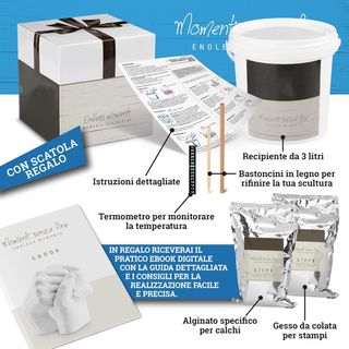 kit calco mani coppia in gesso e alginato NUOVO
