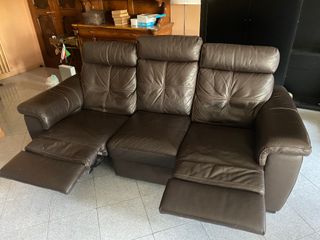 Divano 3 posti in pelle marrone