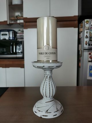 Portacandele "Dinah" bianco in legno Boltze Home