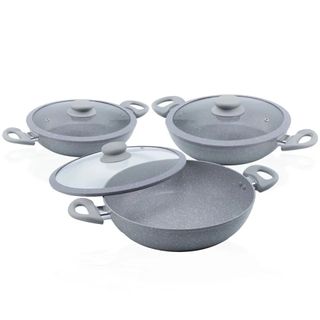 Batteria 6 pezzi Bavaria tris tegami con coperchi