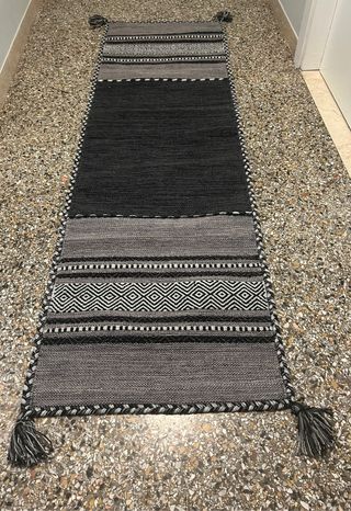 Tappeto in cotone killim grigio