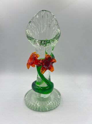 Vaso in vetro di murano vintage con fiori