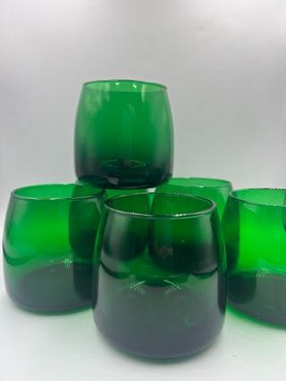set sei bicchieri vintage verde bottiglia anni 60