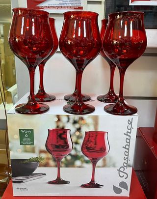 Set di calici rossi 6 pezzi