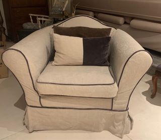 Poltrona XL fodera lino e velluto sfoderabile