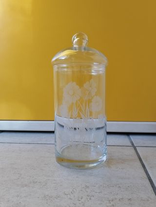 Vaso vetro con decorazioni satinata a fiori