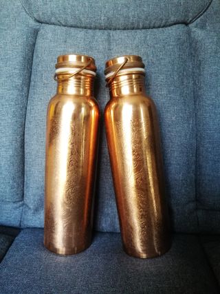 N°2 Borracce in Rame Ornate, Provenienza India