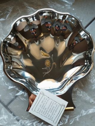 Vassoio acciaio e oro