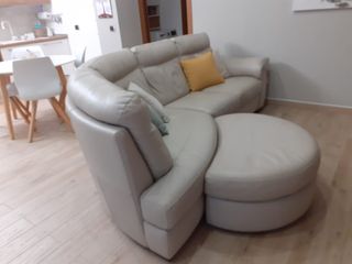 Divano in pelle 4 posti con poggiapiedi