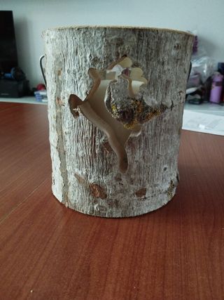 Porta candela in legno e vetro