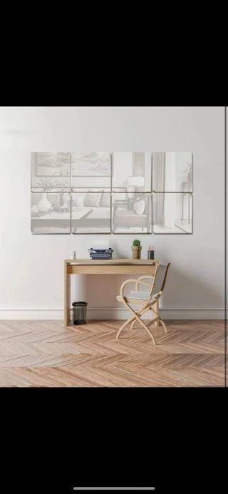 Set 4 Pezzi Specchio da Parete Quadrato