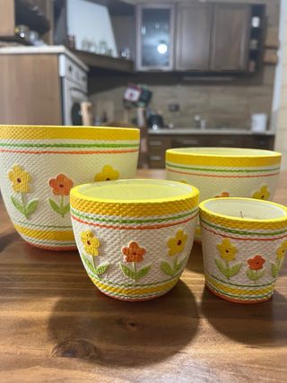 Set di 3 vasi + 1 candela