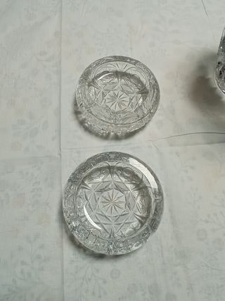 Vaso + 2 posacenere in cristallo