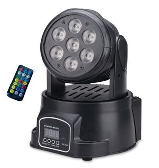 TESTA MOBILE LUCI 7 LED RGB ROTANTE PROIETTORE EFF