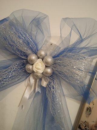 Fiocco natalizio azzurro/argento