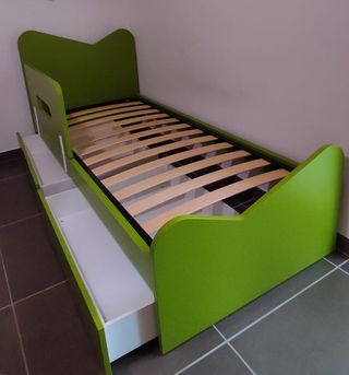 Letto Bambino/a Verde Mela con cassettoni
