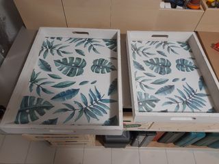 Coppia vassoi in legno