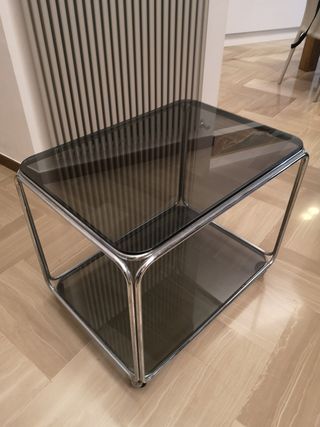 Carrello da salotto vintage cromato e cristallo