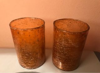 porta candele in vetro ramato