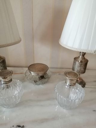 Set vintage 5 pezzi in argento per comò