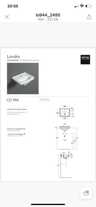 splendido lavamano vintage modello LONDRA