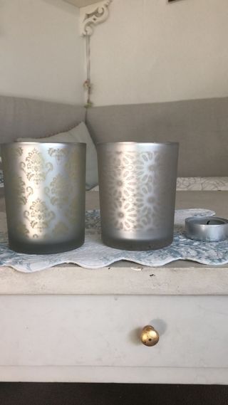 2 Portacandele vetro decorato