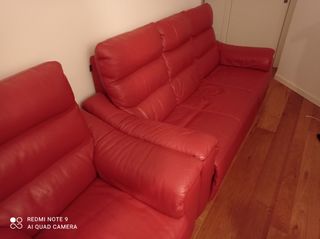 Divano in pelle con poltrona