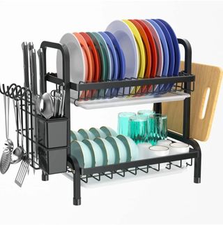 Scolapiatti con vassoio antigoccia, 2 ripiani