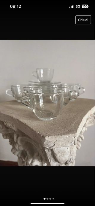 set tazzine in vetro + basrattolo del caffe