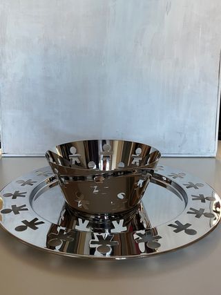 vassoio Alessi + porta caramelle in acciaio (ama)