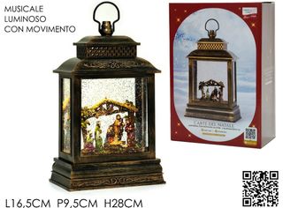 Lanterna con presepe luci e musica