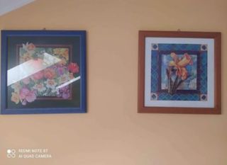 Set di due quadri con cornice in legno