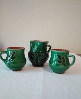 set 1 brocca e 2 boccali birra vino