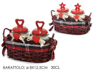 cestino natalizio con barattoli